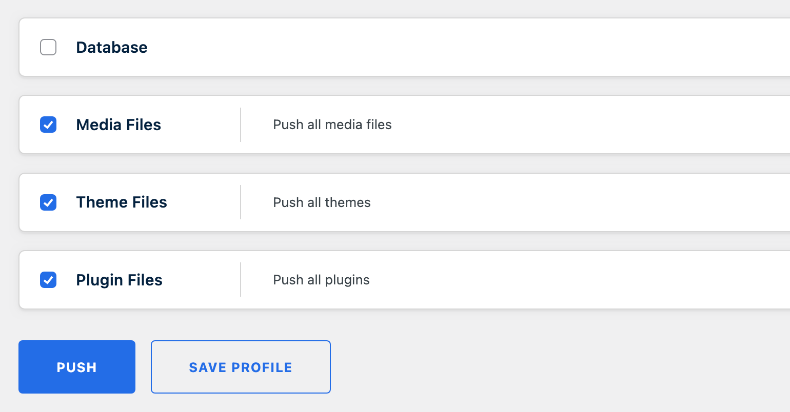 Migrate Without The Database Only Allow Media Theme Or Plugin Files During Migration